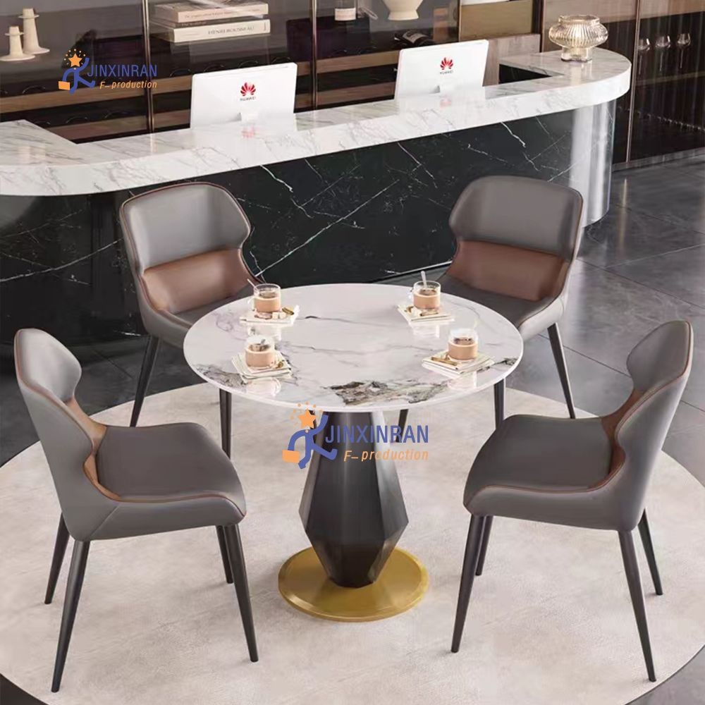 Modern New Design Gold Round Dining Table Luxury Dining Table Set ...